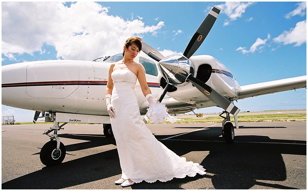 Jet plane wedding photos with Michelle our bride pilot